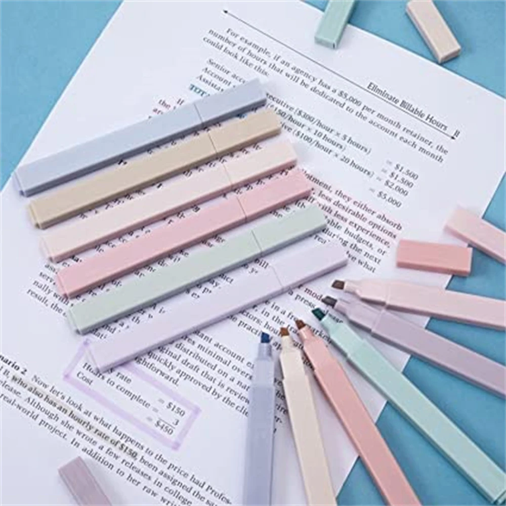 6PCS-Fluorescent-Colors-Chisel-Tip-Aesthetic-Highlighter-Marker-Pens ...