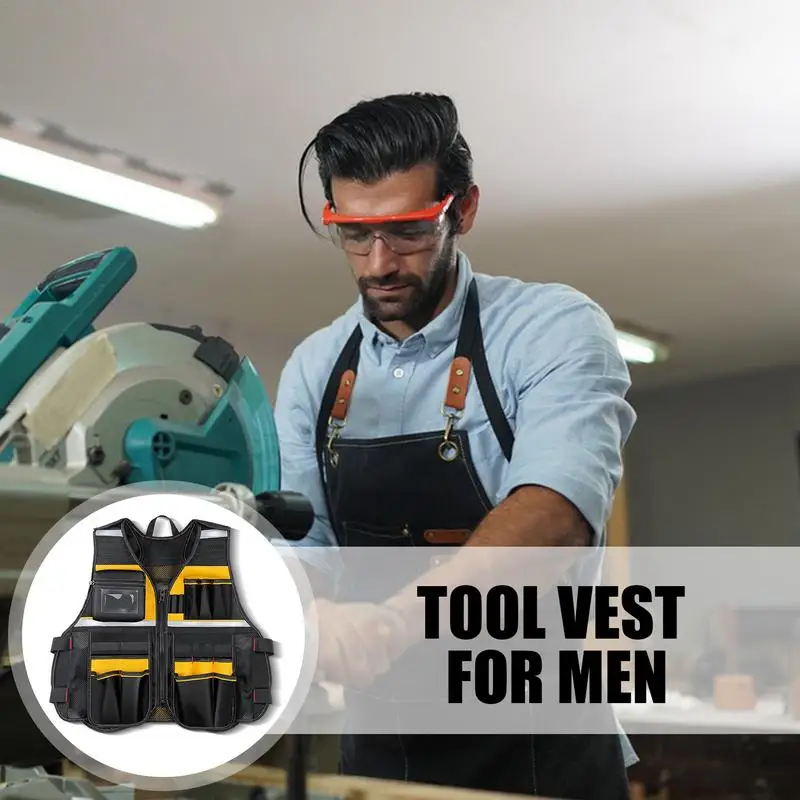 Tool Vest Electrician Work Vest For Men With Pockets Construction Site ...