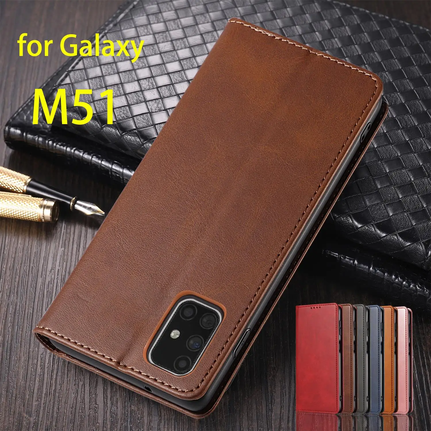 Leather Case for Samsung Galaxy M51 Flip Case Card Holder Holster ...