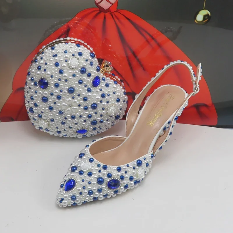 Party-Fashion-Pointed-Toe-Pearl-Bridal-wedding-shoes-and-Bag-Thin-Heel ...