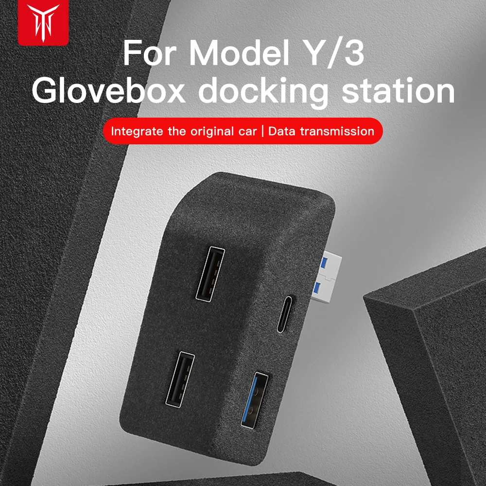 YZ-For-Tesla-Model-3-2021-Model-Y-2023-Glove-Box-Flocking-USB-HUB ...