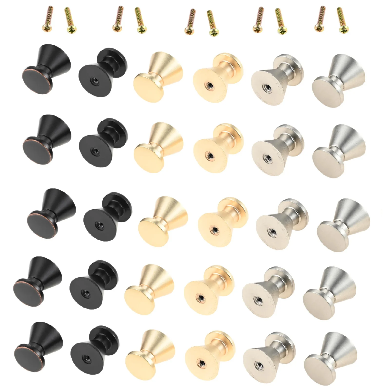 5pcs Simple Alloy Knobs w/screw Solid Meta Brushed Nickel/Copper Black ...