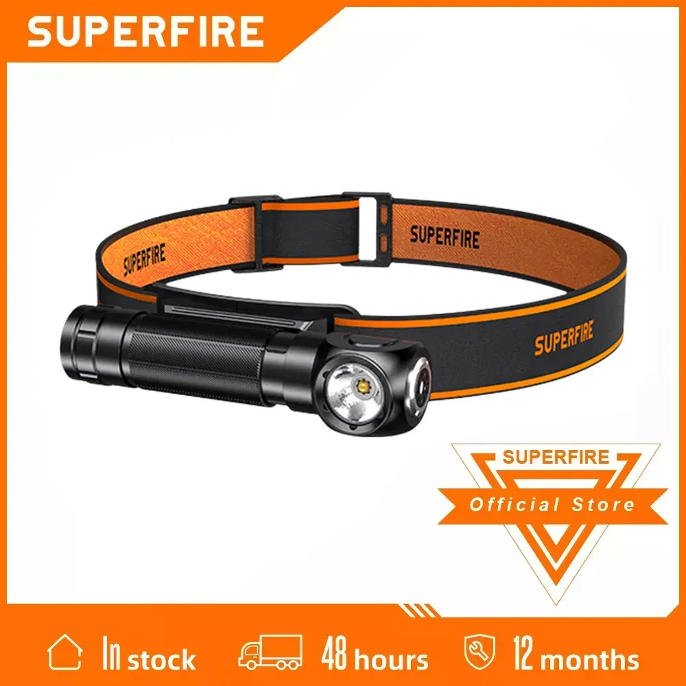 SUPERFIRE TH04 Super Bright Head Flashlight 18650 Headlamp USB-C Rechargeable Work Light with ...