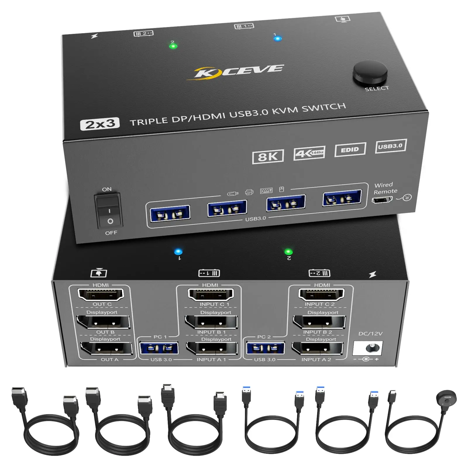 KCEVE-KVM-Switch-3-Monitors-2-Computers-Triple-Monitors-KVM-Switch ...