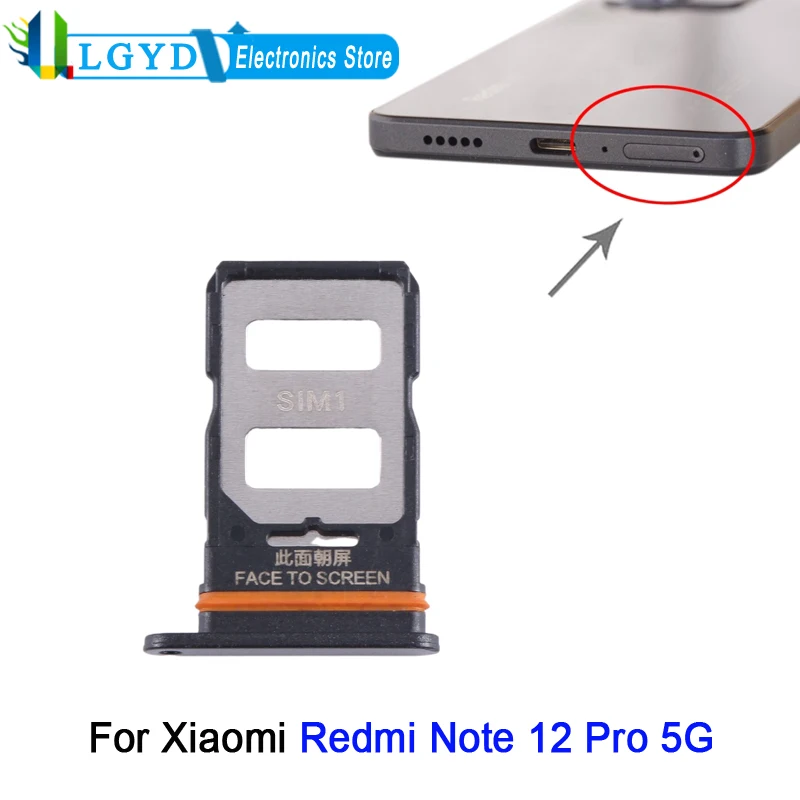 Dual SIM Card Tray For Xiaomi Redmi Note 12 Pro 5G Phone SIM1 + SIM2 ...
