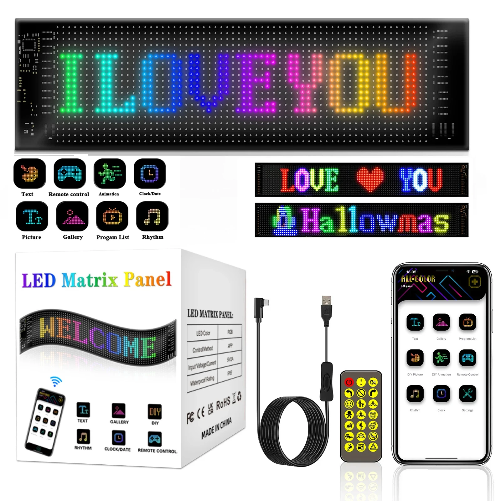 LED-Pixel-Soft-Display-Programmable-LED-Screen-Night-Light-APP-Control ...