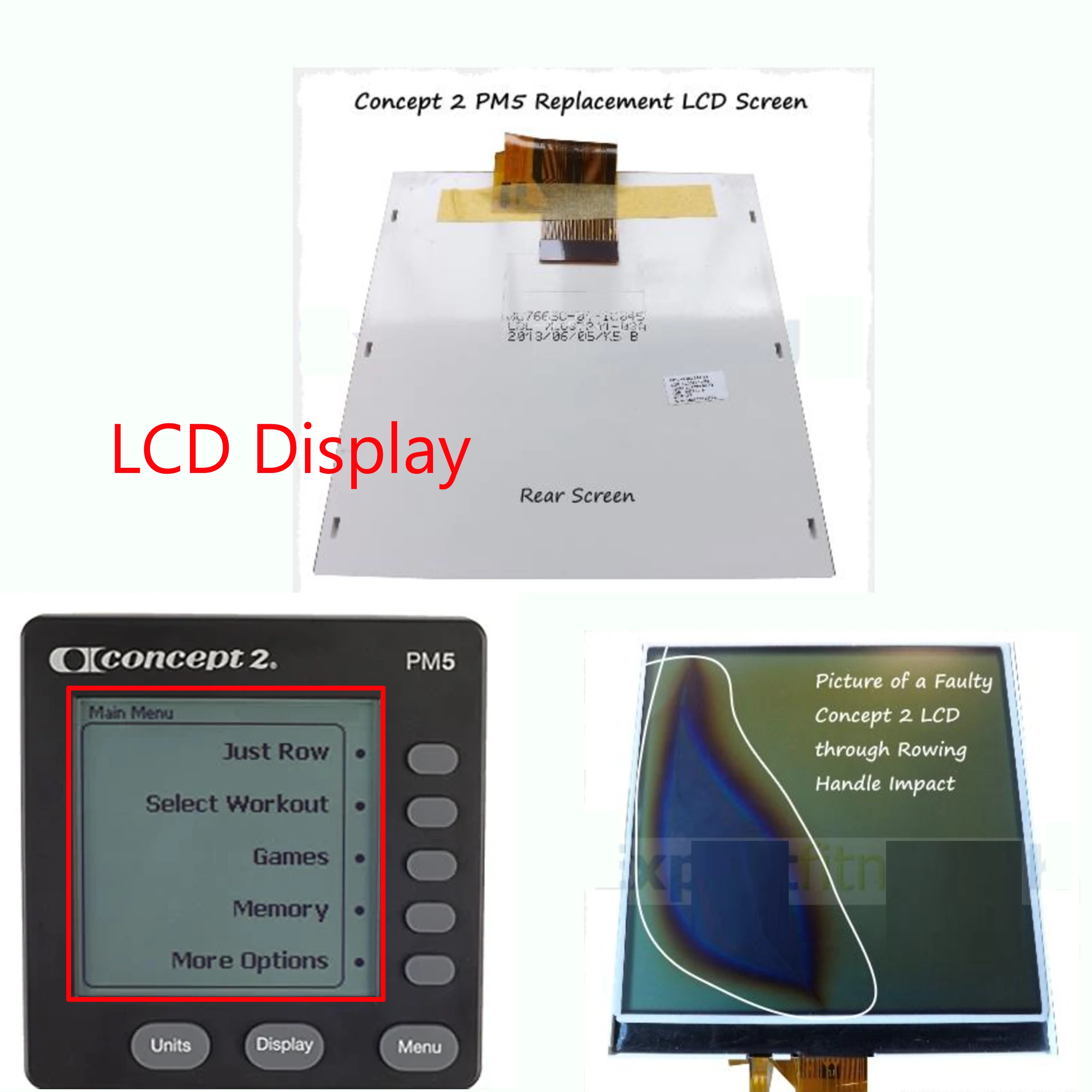Original New Lcd Display For Concept 2 (ii) Rower Pm5 Monitor Lcd ...