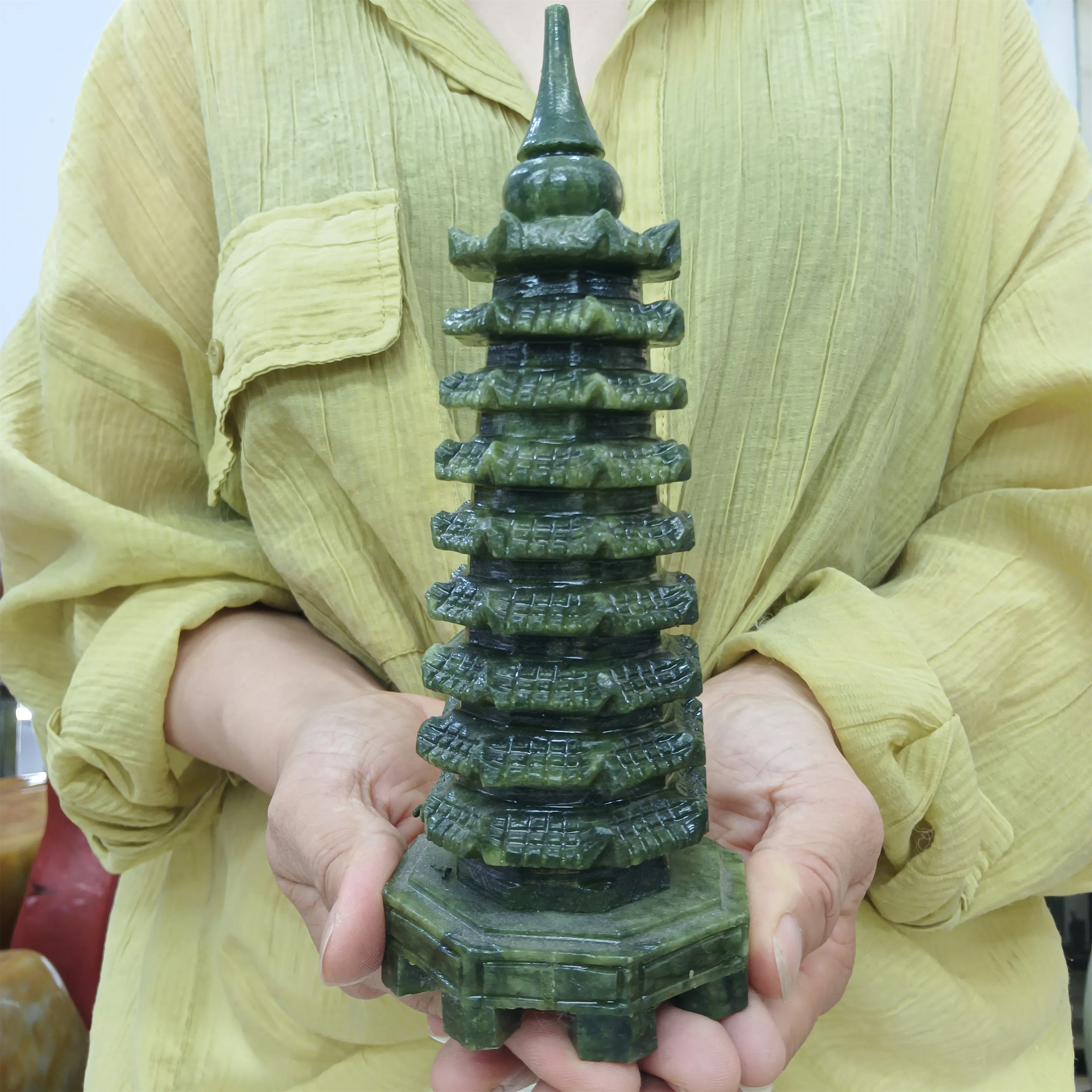 Natural-Hsiuyen-Jade-Ore-Hand-Carved-Wenchang-Tower-Crystal-Energy-Home ...