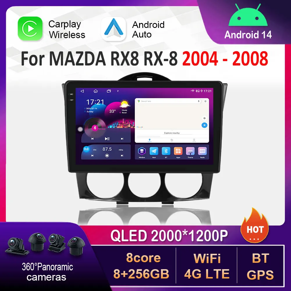 for MAZDA RX8 RX-8 2004 - 2008 Auto Carplay Car Multimedia Player ...