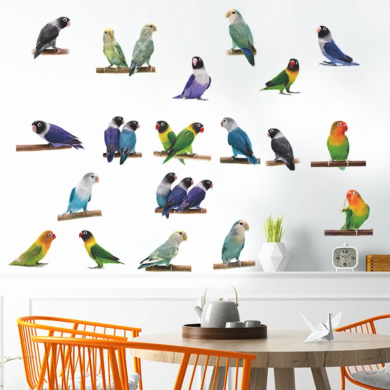 Diy-Cute-Parrots-Wall-Stickers-Pet-Shop-Decoration-Removable-Wallpaper ...