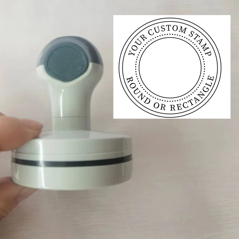 Sello de doble borde redondo con logotipo personalizado, estampador de goma autoentintable ...