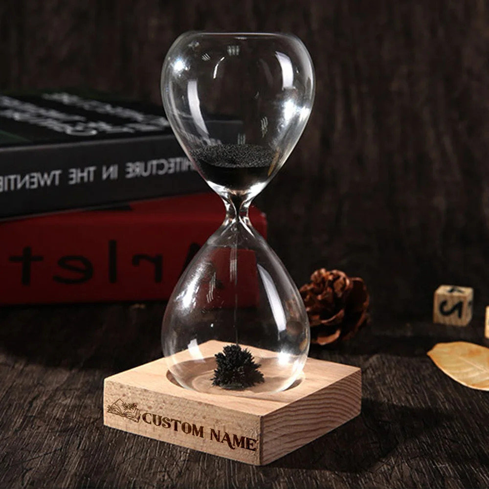 1pc Lovely book Custom Name Magnetic Hourglass Ornament Timer Glass ...