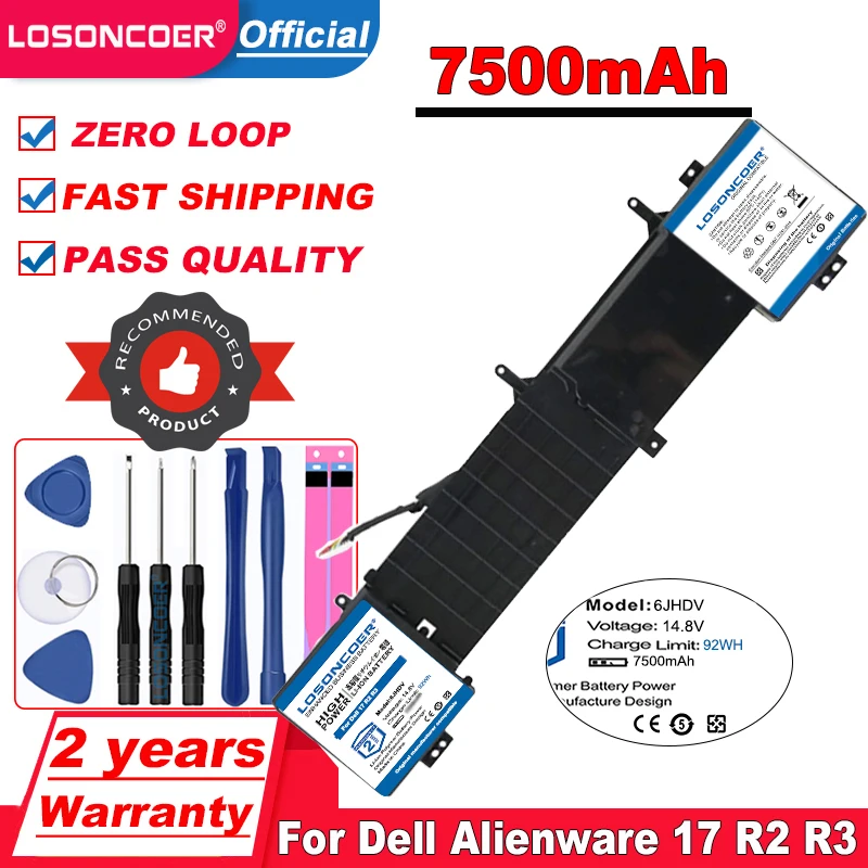 6JHDV-Battery-For-DELL-Alienware-17-R2-R3-New-YKWXX17-5046J-P43F-Series ...