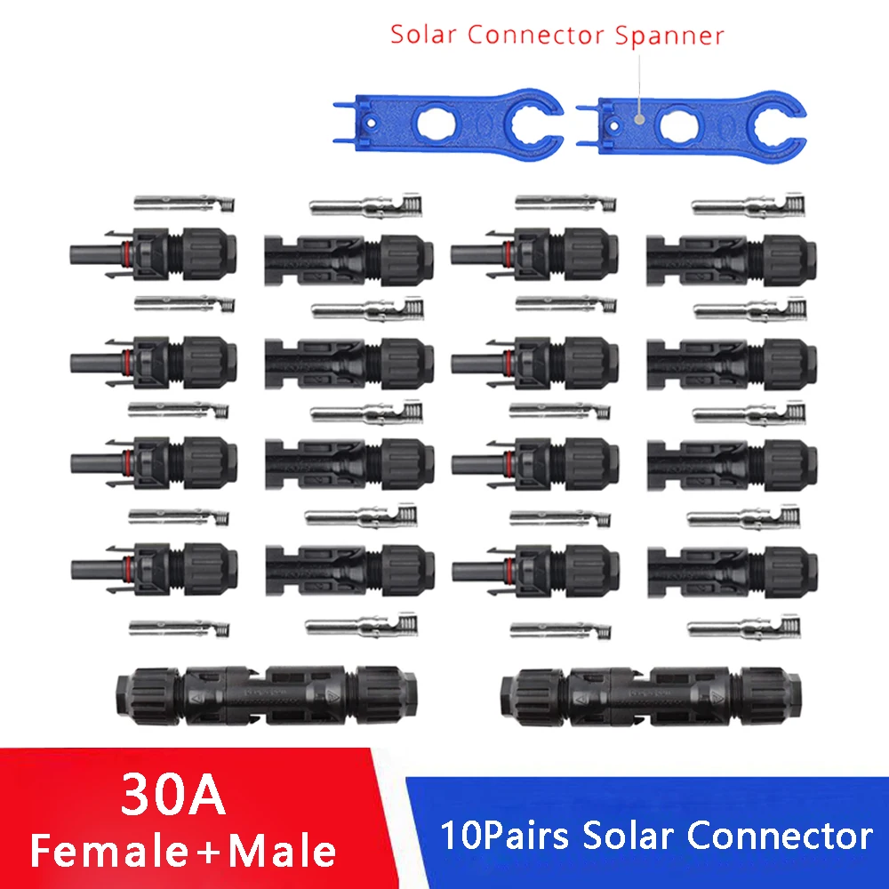 10Pairs-Lot-Solar-Male-Female-Connector-30A-Waterproof-Solar-Panel-Plug ...