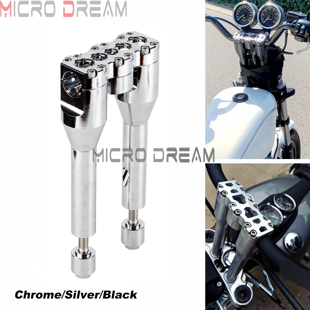Silver-25mm-1-Club-Style-Upright-Handlebar-Risers-Rise-8in-to-9in-For ...