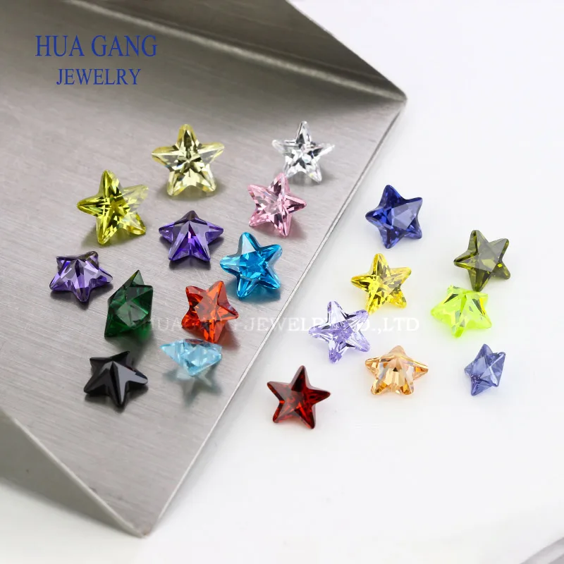 Glass-Beads-Star-Shape-red-blue-green-blue-pink-black-Loose-Synthetic ...