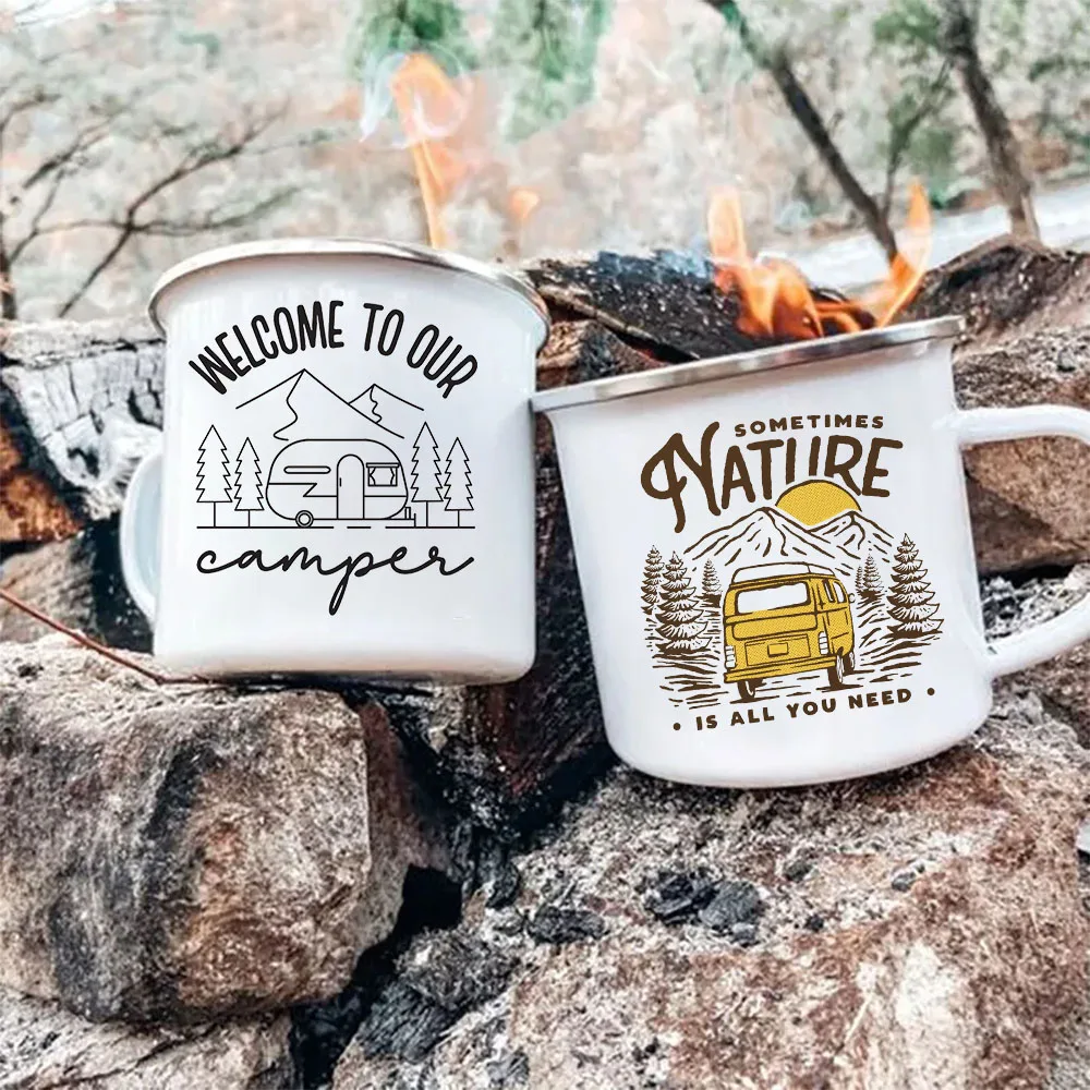 Sometimes Nature Is All You Need Print Enamel Mugs Camping Coffee ...