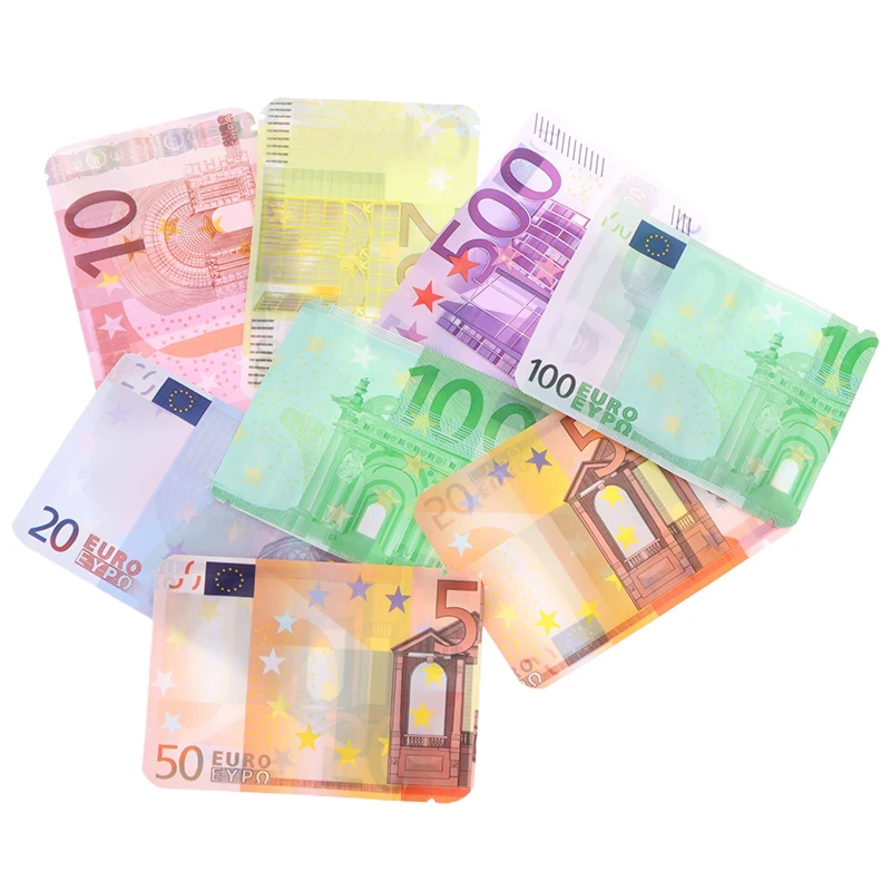 100Pcs 10€ 20€ 50€ 100€ 200€ 500€ Bills Paper Zip Lock Bag With Clear ...