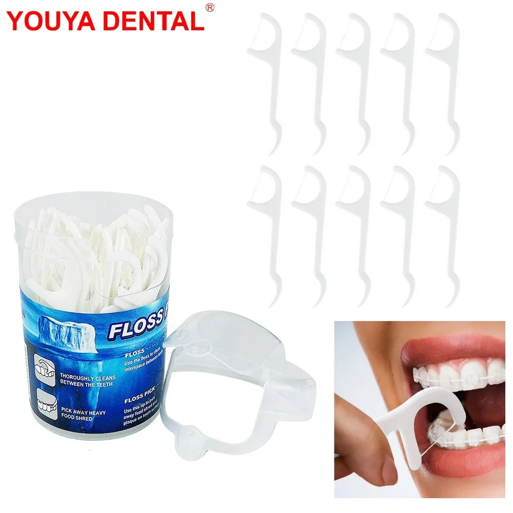 2-Boxes-Dental-Flosser-Picks-Dental-Floss-Stick-50pcs-Box-Disposable ...