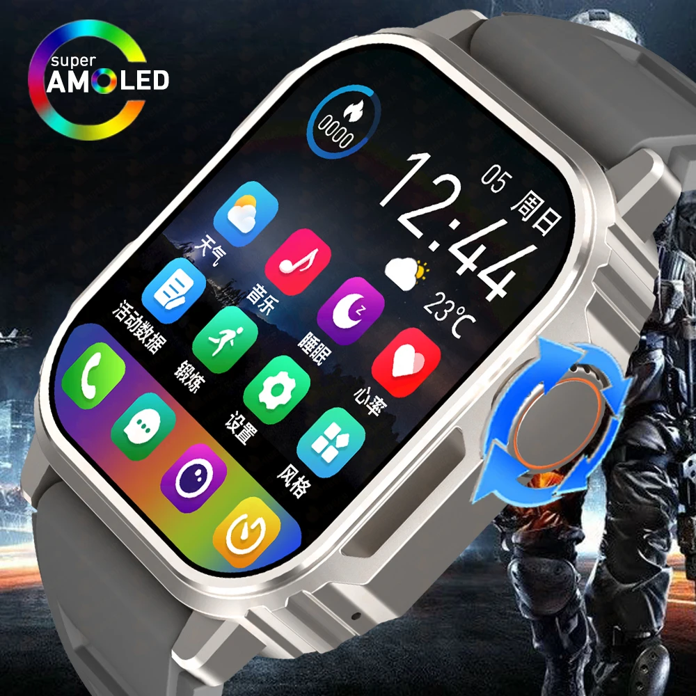 AMOLED-Screen-Outdoor-Military-Smart-Watch-Compass-GPS-Sports-Track ...