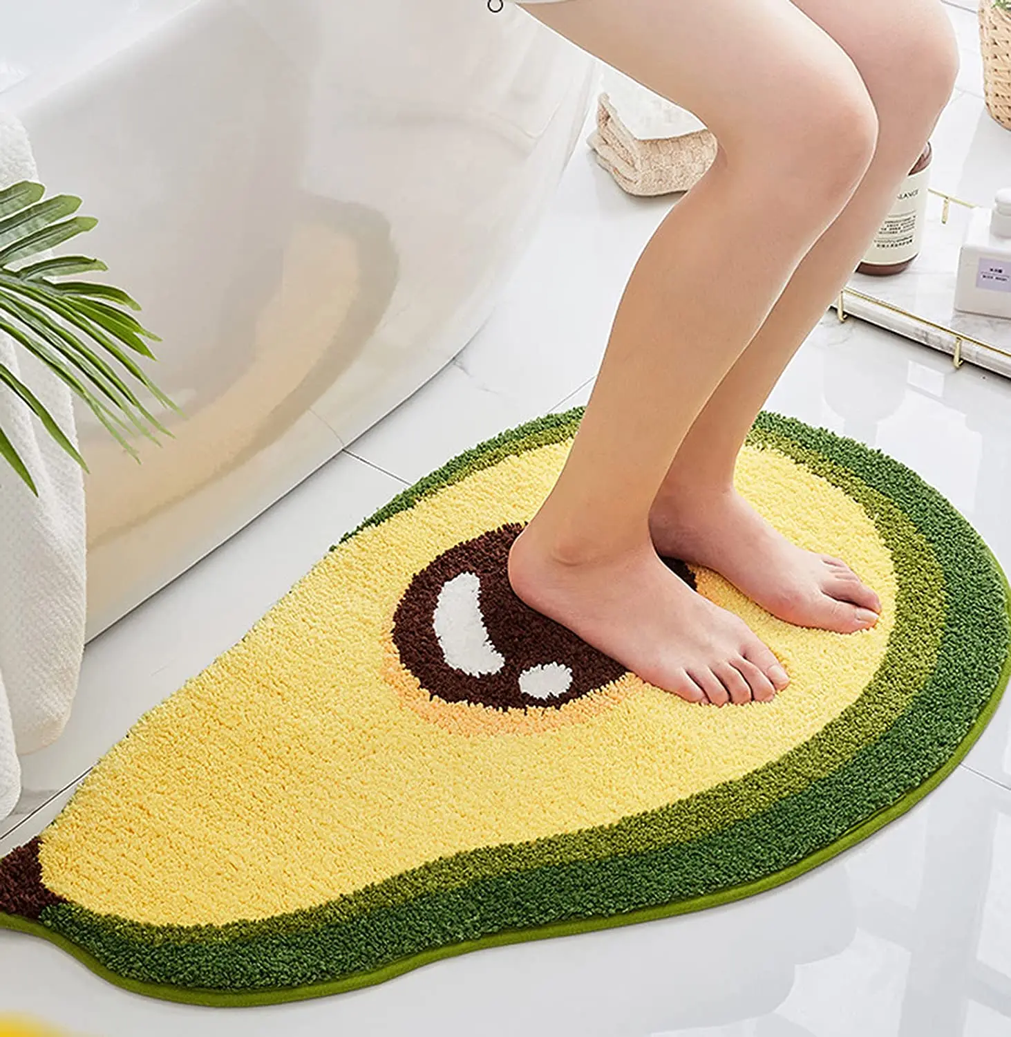 Fruit Shape Bathroom Mat Cute Cartoon Avocado Bath Mat for Bathroom ...