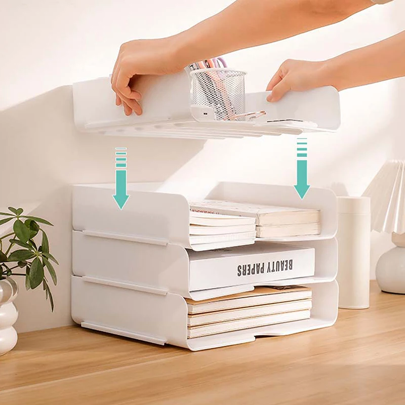 Stationery-Desktop-File-Tray-Durable-Office-Book-Rack-Stackable-Paper ...