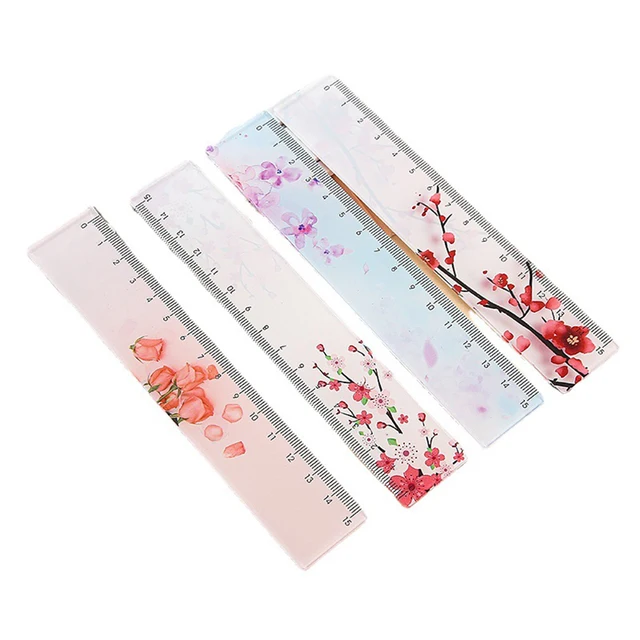Mini Ruler MOZXIRZ 4 Pcs Cute Acrylic Rulers, 6 Inch Flower Pattern ...