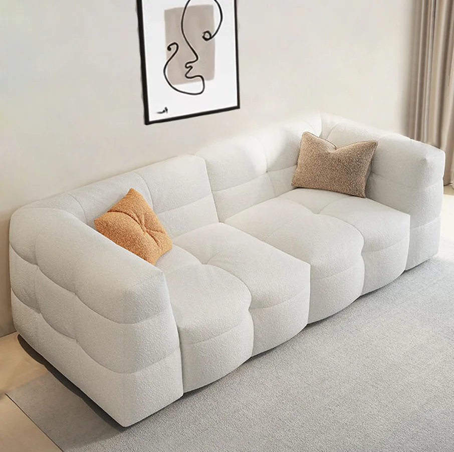 Marshmallow sofa living room simple modern cream style electric sofa ...