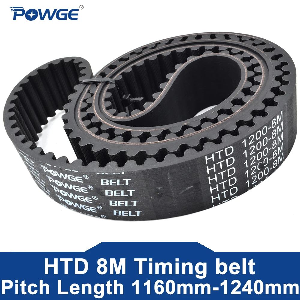 Powge Htd 8m Synchronous Timing Belt C=1096/1104/1112/1120 Width 20/30/40mm Teeth 137 138 139 ...