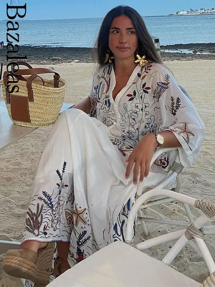 2024-Store-Traf-women-s-Top-Skirt-2-Pieces-Sets-Embroidery-Skirt-Set ...