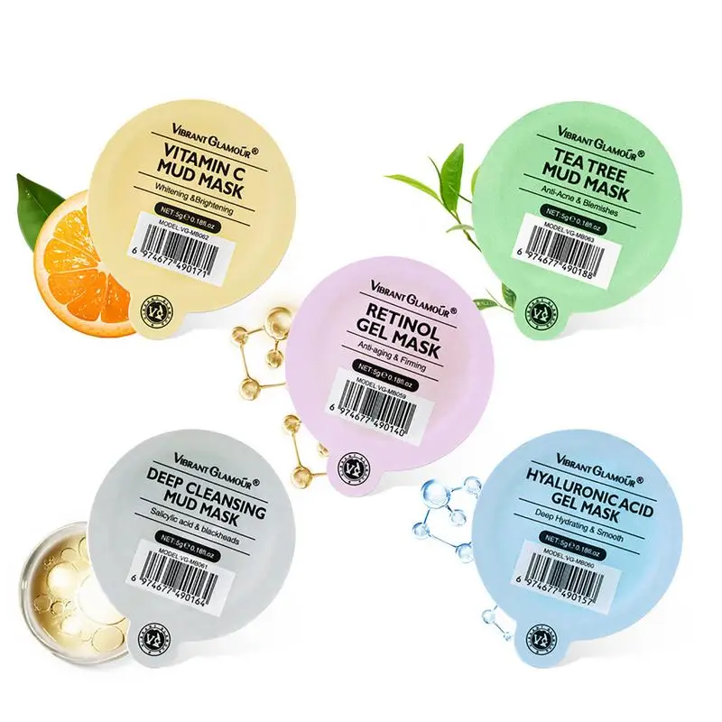 5 Pcs Jelly Masks For Skin Care Facial Masks Set Peel Off Rubber Mask ...