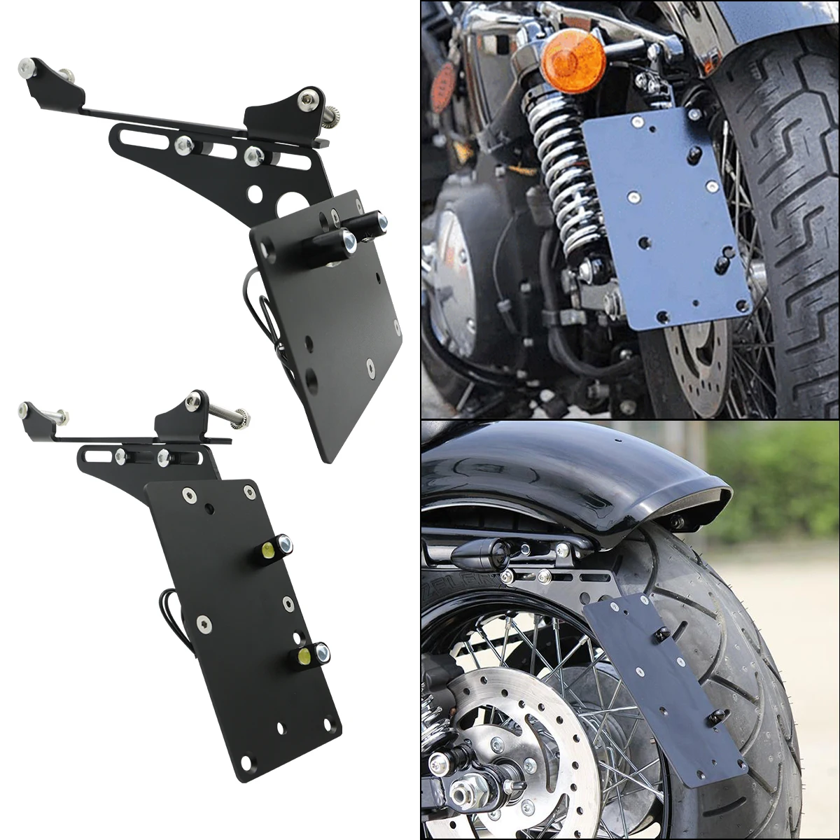 Motosiklet-yan-montaj-dirse-i-plaka-arka-lambas-Harley-Sportster-demir ...