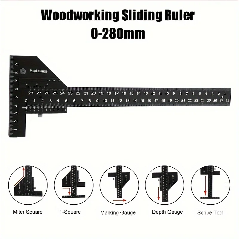 0-280mm-Multi-Woodworking-Sliding-Gauge-Aluminum-Alloy-Scribe-Ruler ...
