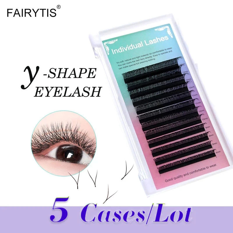 FAIRYTIS YY Lashes 5pcs Eyelash Extensions C/D/CC/DD Curl Y shaped ...