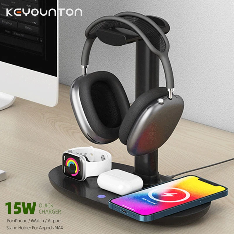 Support-de-casque-d-coute-15W-4-en-1-Station-de-charge-sans-fil-rapide ...