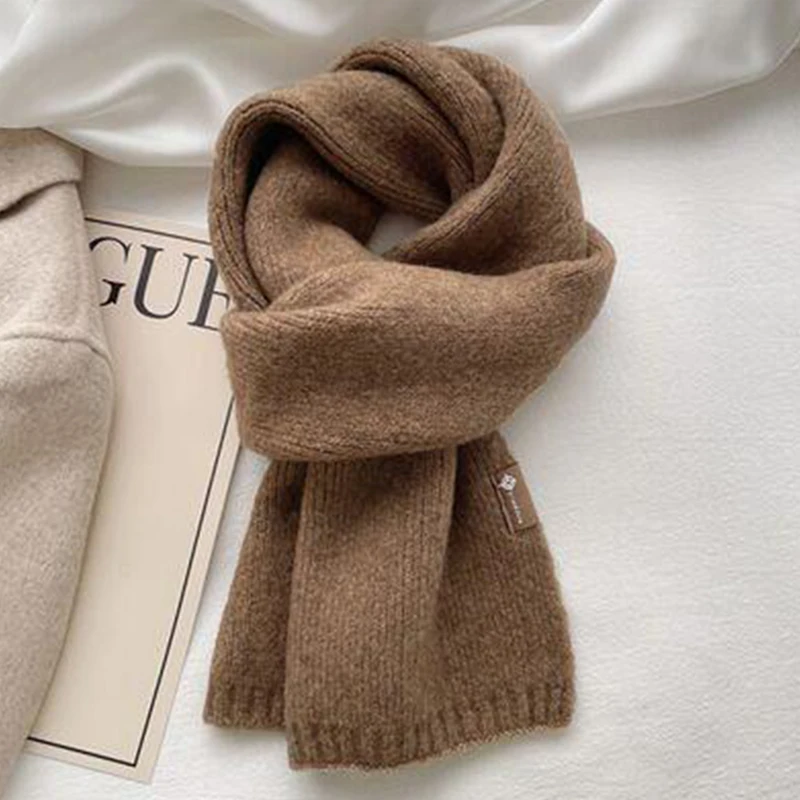 Wool-Blend-Knitted-Solid-Color-Wool-Couple-Small-Scarf-Women-S-Korean ...