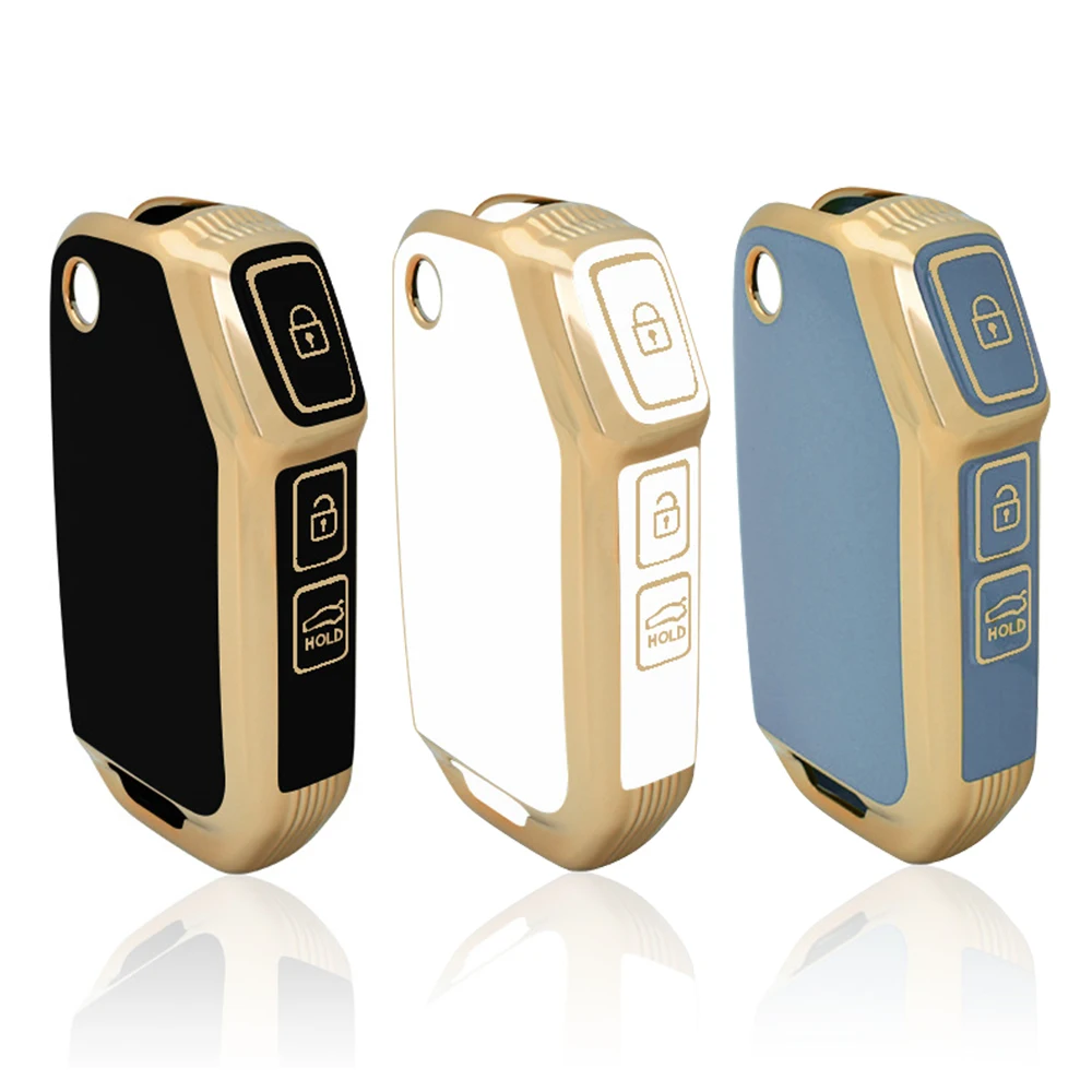 Gold Tpu Key Cover Holder Fob For Kia Sportage 2023 Ray Sorento Soul Telluride Cerato K5 K8 K3 ...