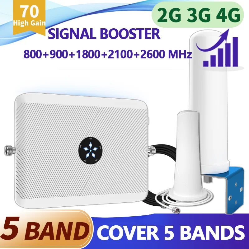 5 Band Cellular Amplifier Mobile 3G 4G LTE network 800 900 1800 2100 ...