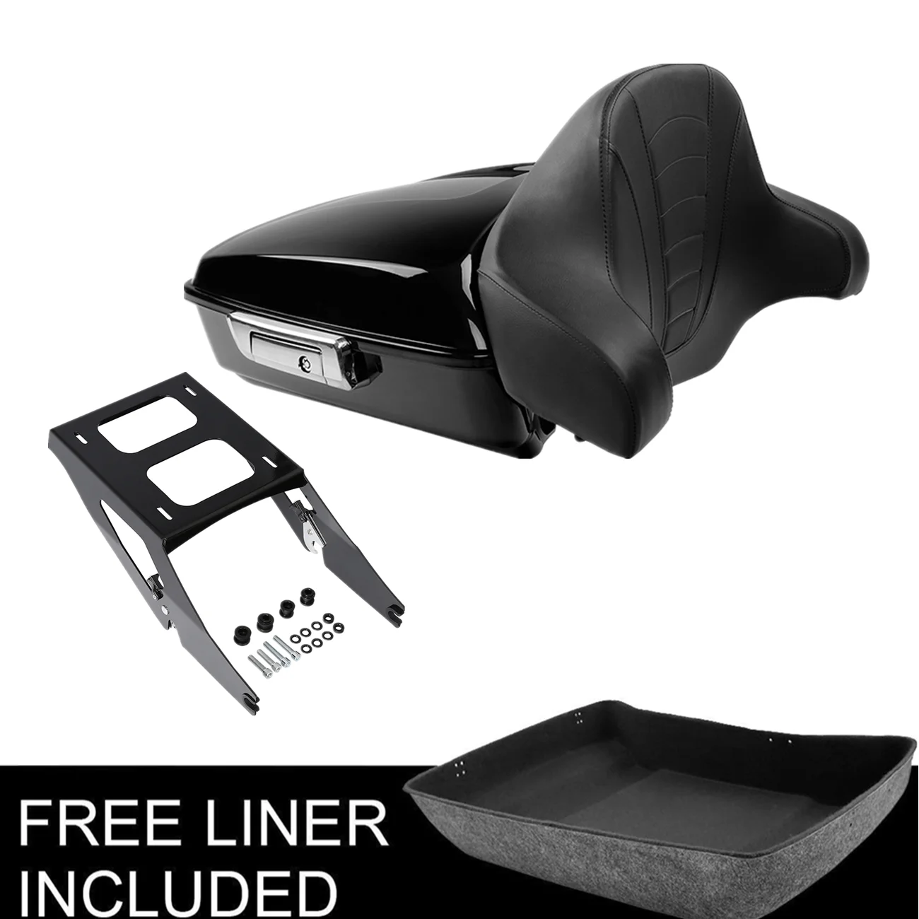 Motorcycle Chopped Pack Trunk Pad Two-Up Mount For Harley Tour Pak ...