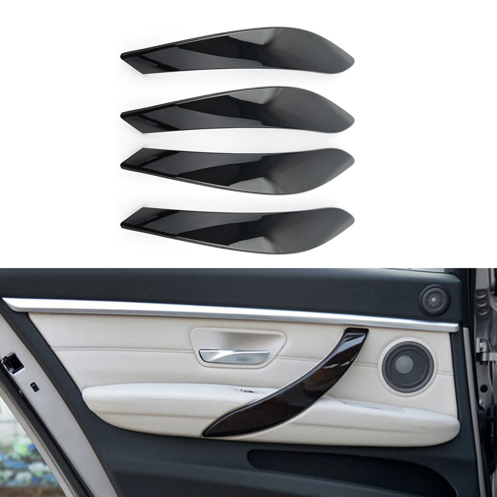 For BMW 3 4 Series 3GT 2013-2018 Black Car Interior Door Handle Cover ...