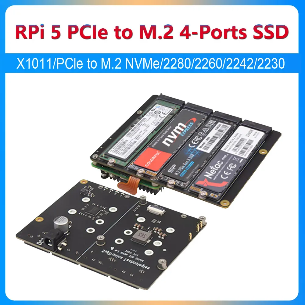 Raspberry-Pi-5-PCIe-to-M-2-NVMe-4-Ports-SSD-Expansion-Board-HAT-X1011 ...
