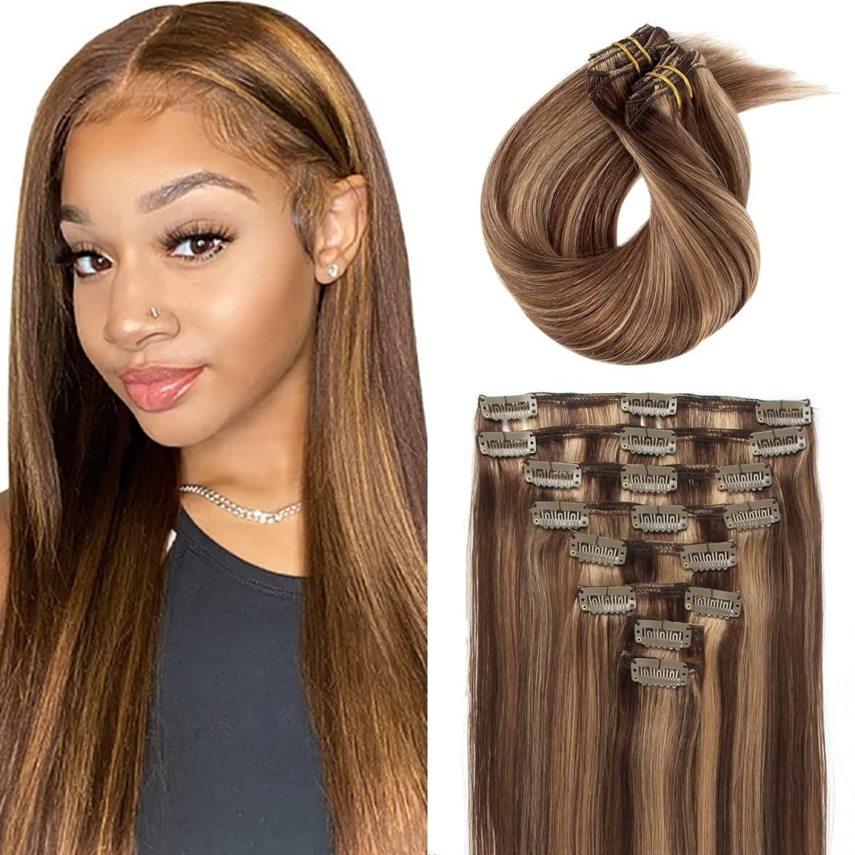 Clip-In-Hair-Extensions-100-Remy-Hair-Straight-Full-Head-Human-Hair ...
