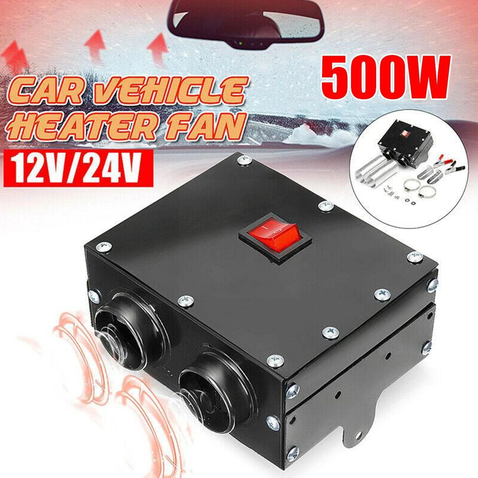 Universal Winter 12V 500W Car Heater Fan Portable Windscreen Truck ...