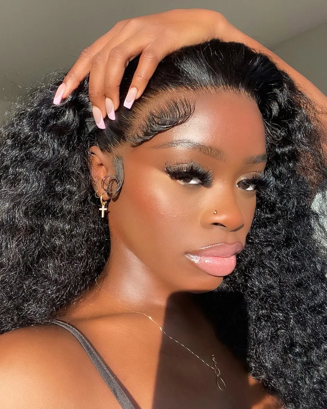 Pre-Cut Kinky 3D Dome Cap Curly Glueless HD 4X6 Pre-cut Lace Closure 1 ...