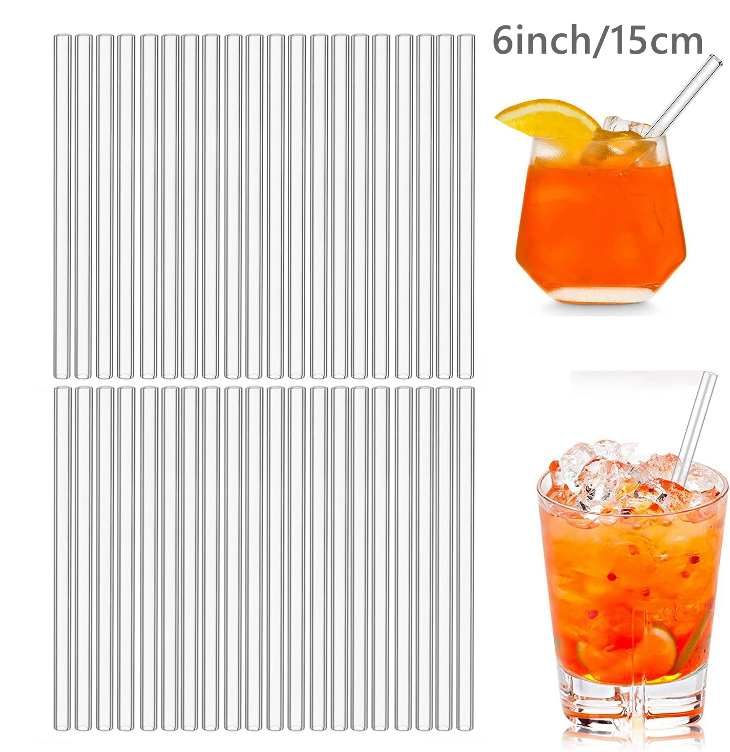 40pcs-15cm-Short-Glass-Straws-Reusable-Drinking-Straws-for-Cocktail ...