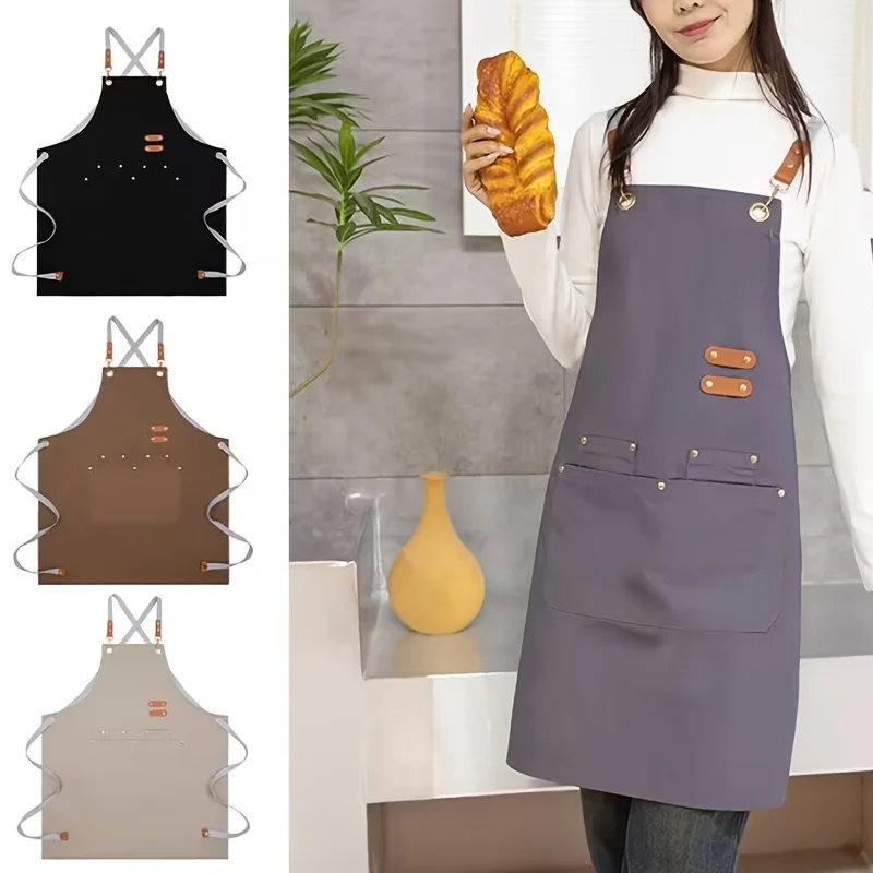 1pc-Kitchen-Apron-Unisex-Adjustable-Cooking-Apron-Household-Solid-Color ...