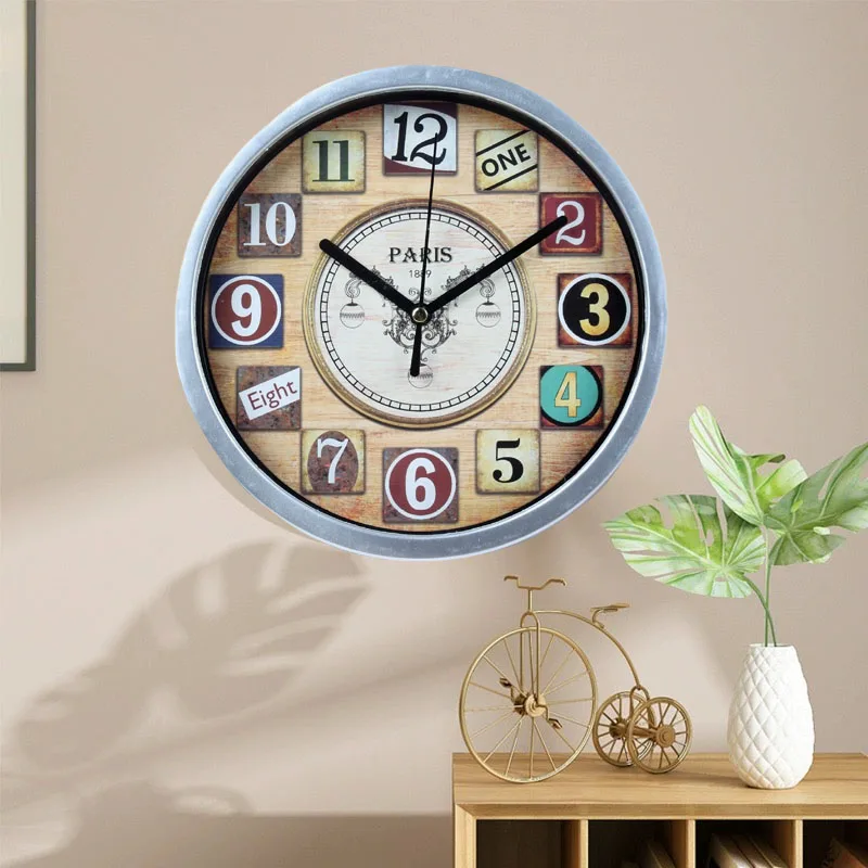 American-living-room-wall-clock-Retro-wall-clock-fashion-quiet-simple ...