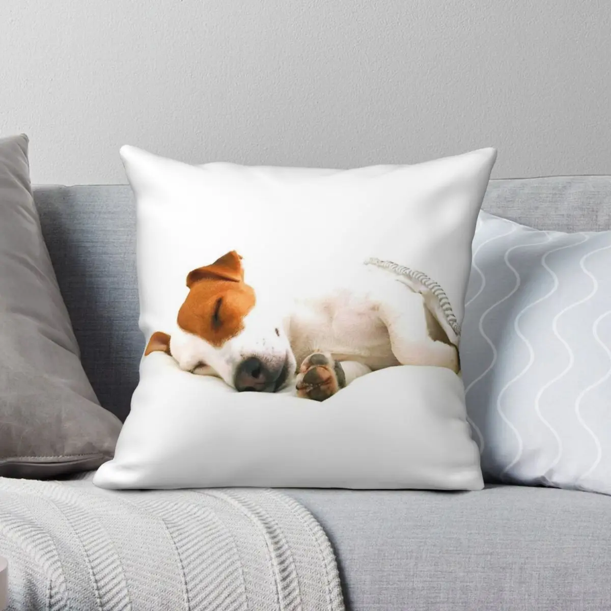 Jack Russell Terrier Sleeping Square Pillowcase Polyester Linen Velvet ...