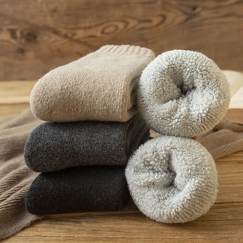 Men's Wool Socks Winter Thick Warm Harajuku Retro Cashmere Socks Cold ...