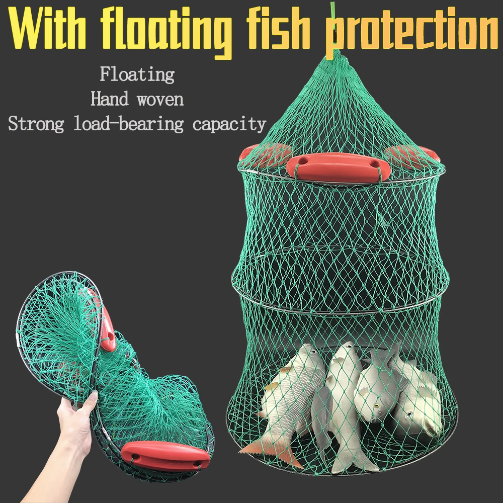 Three-floating-fish-protection-sea-fishing-net-pocket-mesh-bagged-quick ...